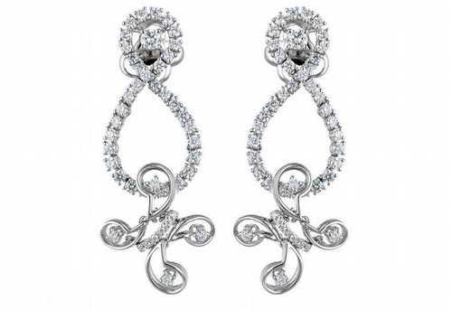 Серьги No name White gold diamond earrings