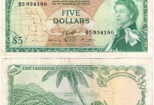 5 и 10 долларов. Восточные Карибы. 1965, 1985