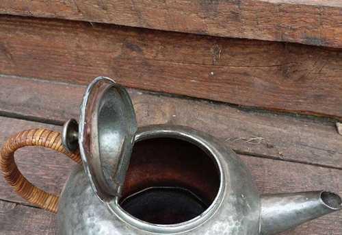 Антикварный Старинный чайник, олово