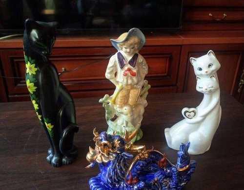 Фигурки и статуэтки: коты, драконы, слоники