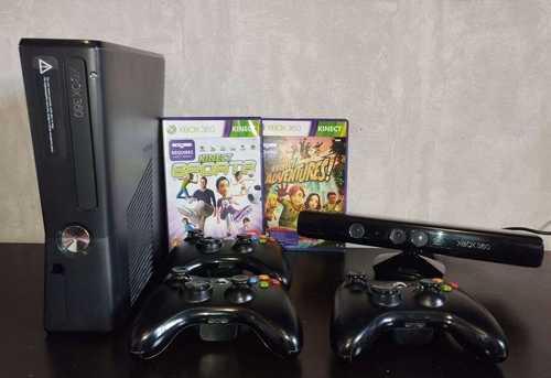 Консоль xbox 360 S 230 гб + kinect + 3 геймпада