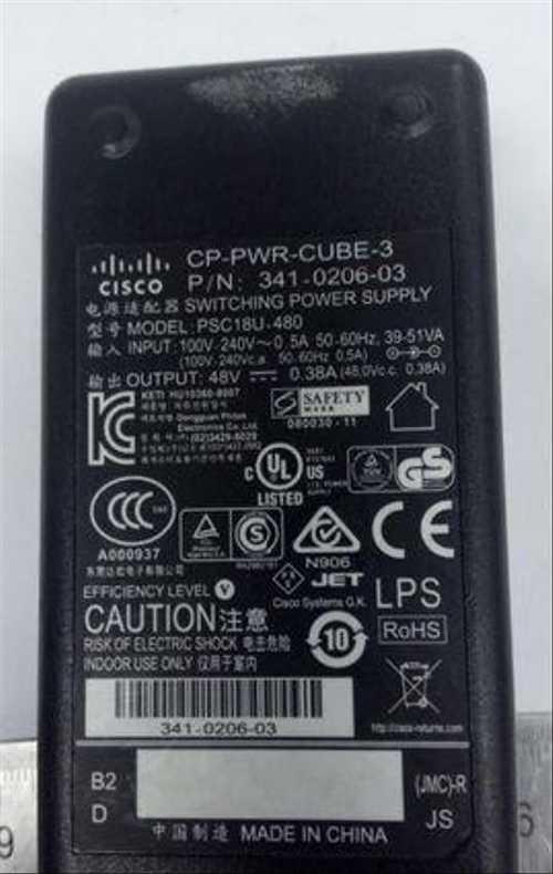 Блок питания Cisco CP-PWR-cube-3 48V 0.38A PSC18U