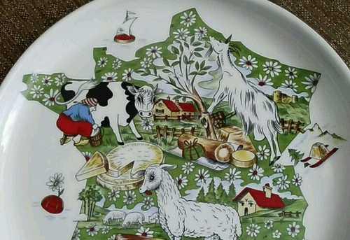 Сувенирная керамическая тарелка " Карта франции "