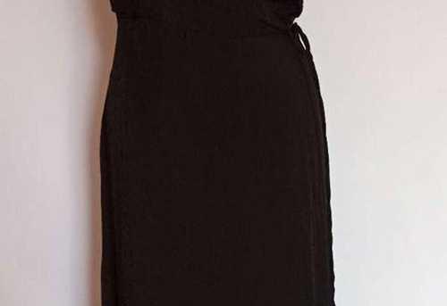 Платье hm миди 46 чёрное длинное платье на запах