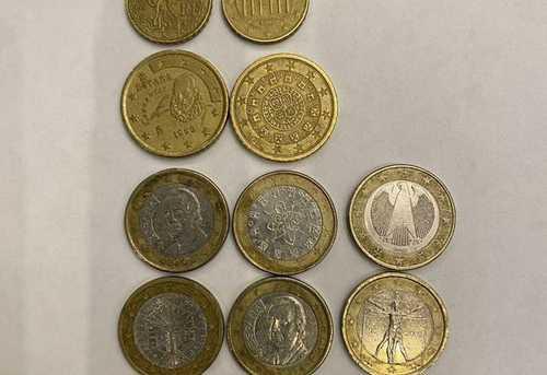 Монеты евро и евроценты на обмен