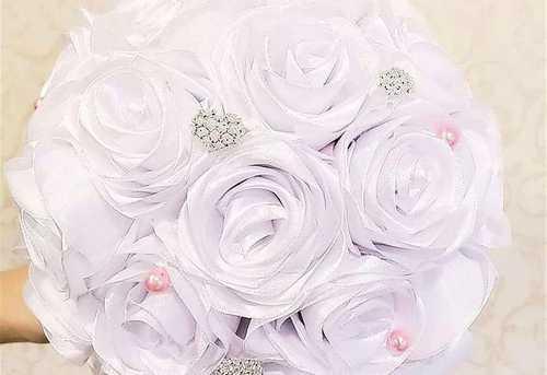 Свадебный букет роз из лент
