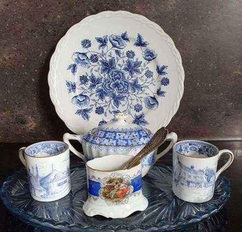 Винтажный набор посуды China Blau Голубой фарфор