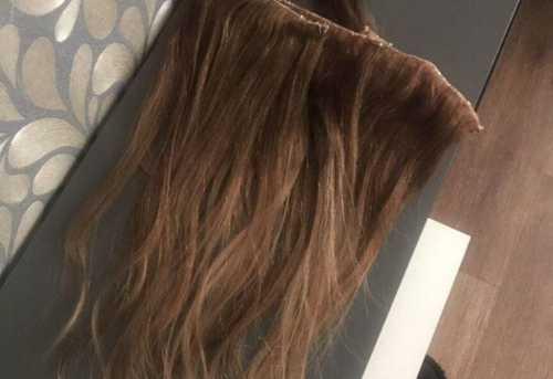Волосы на заколках натуральные русые
