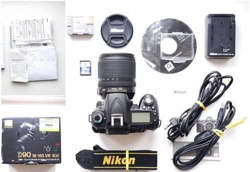 Фотоаппарат Nikon D90 (пробег 13100) + зум 18-105