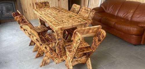 Стол из массива, лавки, стулья изделия из дерева