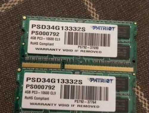 Память для ноутбука DDR3 2x4 Gb Patriot