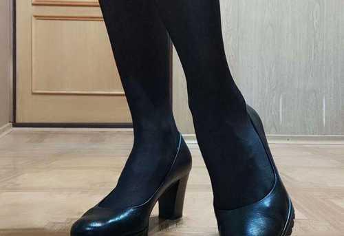 Туфли женские, кожанные, черные, 36 размер
