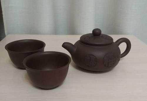 Чайник и 2 пиалы в японском стиле