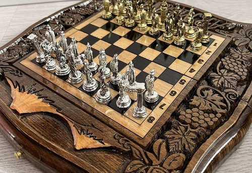 Шахматы нарды шашки 3 в 1 ручной работы