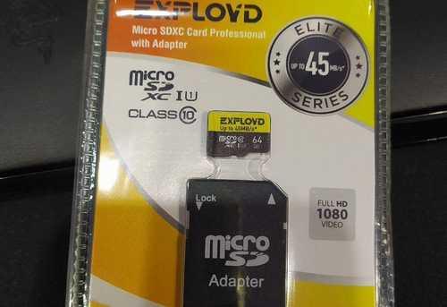 Карта памяти Exployd MicroSD 64 Гб