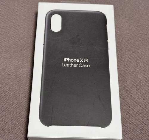 Чехол Apple Leather Case iPhone XS Black оригинал