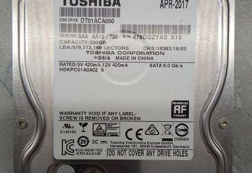 Жесткий диск Toshiba 500 Гб DT01ACA050 б/у