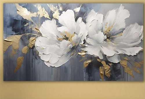 Текстурная картина маслом цветы Премиум холст