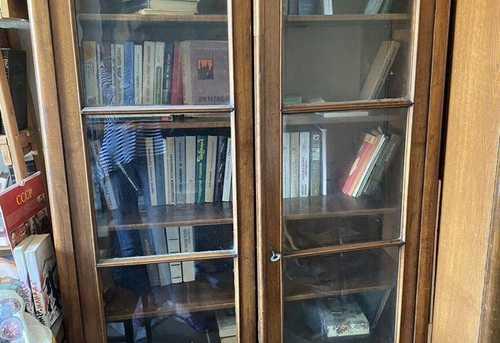 Старинный антикварный книжный шкаф
