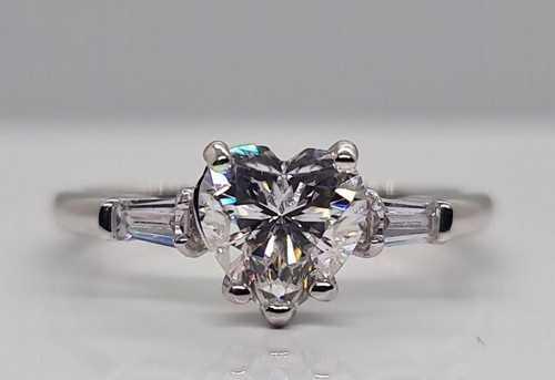 Кольцо с бриллиантами (муассанитами) сердце 1,2ct