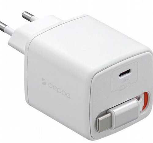 Сетевое зарядное устройство Deppa 2хUSB-C, PD 3.0, QC 4.0 , 45W, GaN, белый