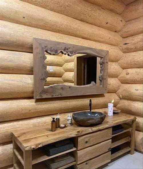 Столешница под раковину/в ванную из массива лофт