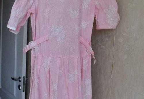 Розовое платье хлопок на 9-12 лет