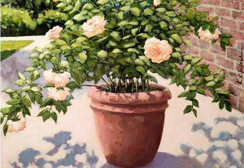 Картины:"Розы в саду". Картина с цветами