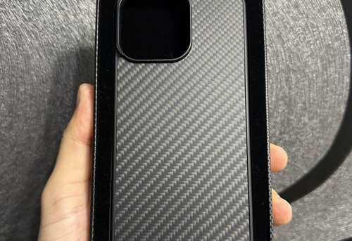 Чехол для iPhone 15 pro max карбон с MagSafe