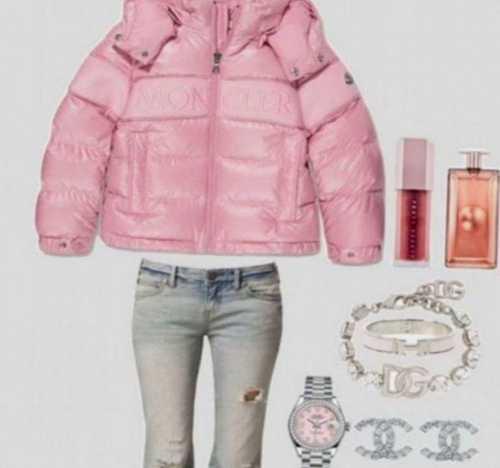 Пуховик moncler розовый