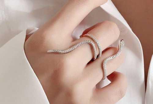 Новое кольцо змея серебристое