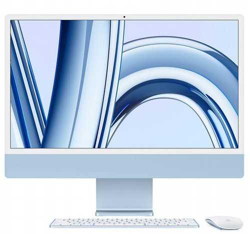 Моноблок Apple iMac 24" Retina 4,5K, M3, 8 Core CPU, 10 Core GPU, 8 гб, 256 гб SSD, синий