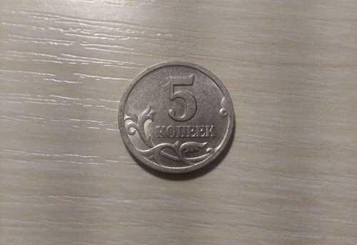 Монета номиналом 5 копеек 2001г. сп