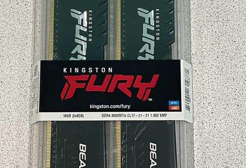 Новая Kingston Fury 16Gb (8x2) 3600MHz (ситилинк)