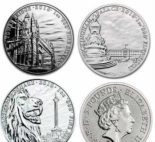 Великобритания серебро 1 унция 2 фунта 2018 2019