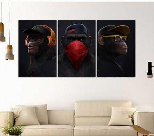 Популярная интерьерная картина 3 обезьяны