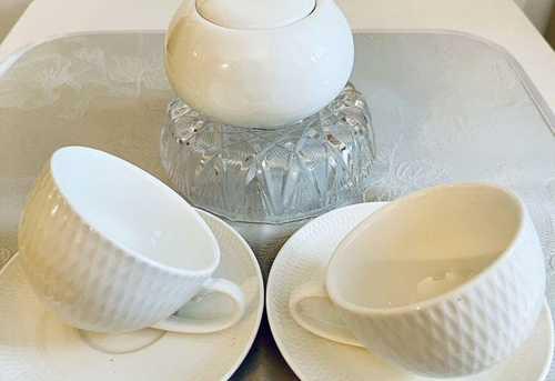 Кофейный набор чашки и сахарница фарфор