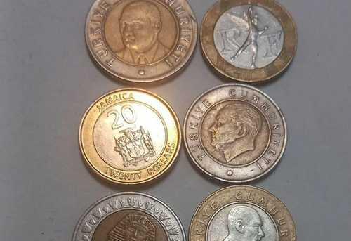 Нечастые Монеты 6 шт Иностранные из 2х металлов