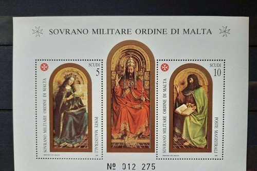 Почтовый блок Ordine di Malta 1989г. Рождество