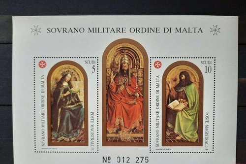 Почтовый блок Ordine di Malta 1989г. Рождество