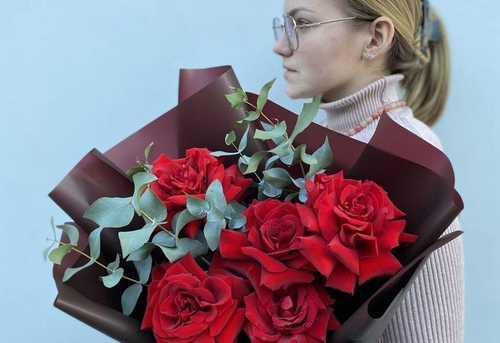 Букет цветов «Красное сухое» (французская роза)
