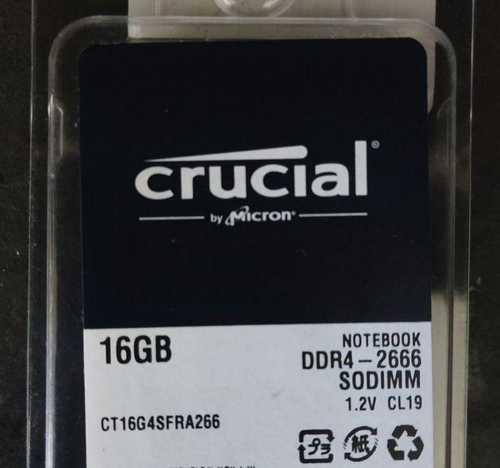 Оперативная память Crucial 16gb ddr4-2666 sodimm