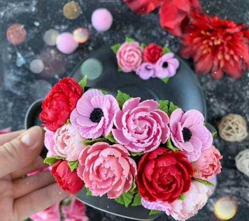 Чайная пара с декором из полимерной глины