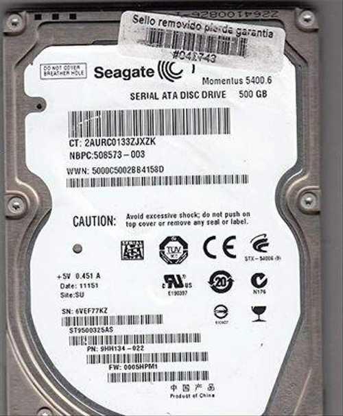 Жесткий диск Seagate Momentus 500 гб ST9500325AS Н