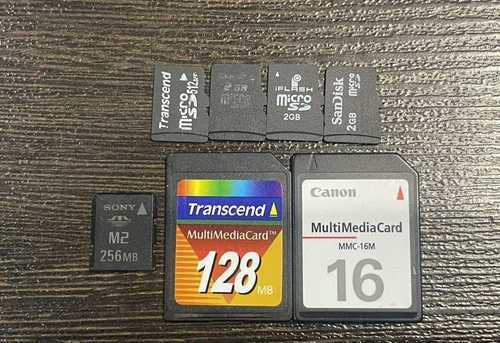 Карты памяти MicroSD, memory stick micro M2, MMC