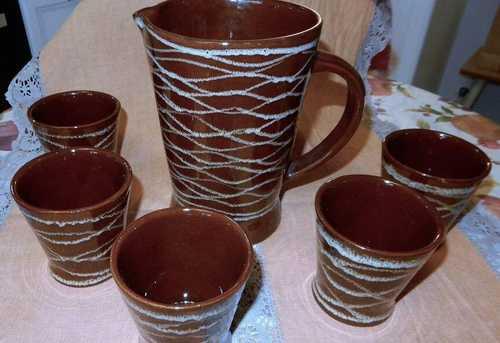 Кувшин и стаканы из керамики