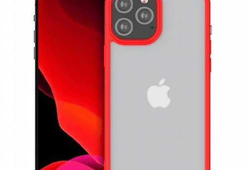 Прозрачный чехол с красными гранями для iPhone 12