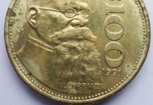 Монета 1991 Мексика 100 песо