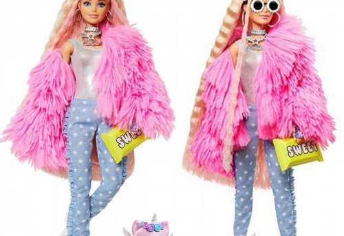 Barbie Extra 3 в розовой шубе блондинка