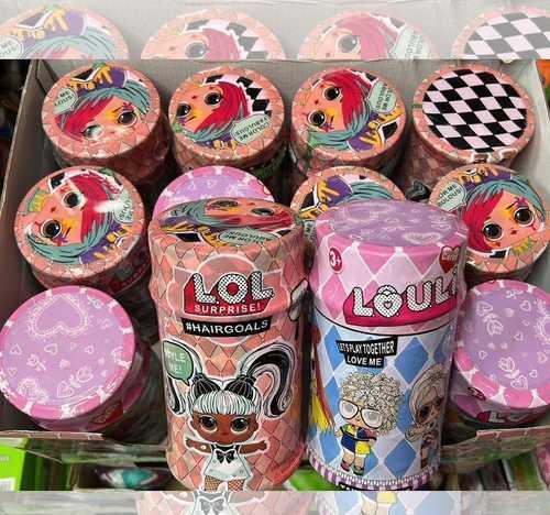 Лол кукла в тубе, кубе Hairgoals с сюрпризами